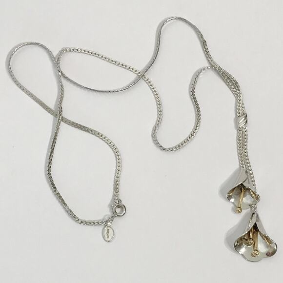 Avon | Jewelry | Vintage Avon Lariat Style Silver Gold Tone Bell Flower ...